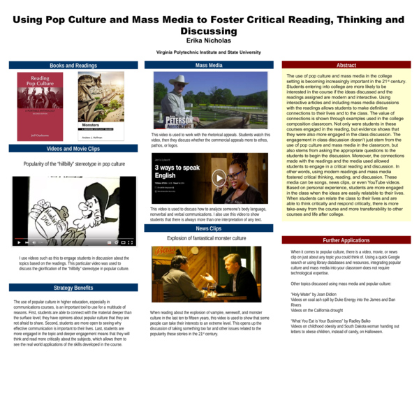 (PPT) Using Pop culture and Mass Media to Engage Students in Critical ...