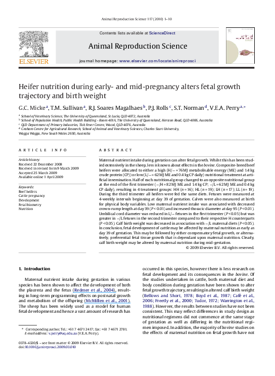 (PDF) Heifer nutrition during early- and mid-pregnancy alters fetal ...