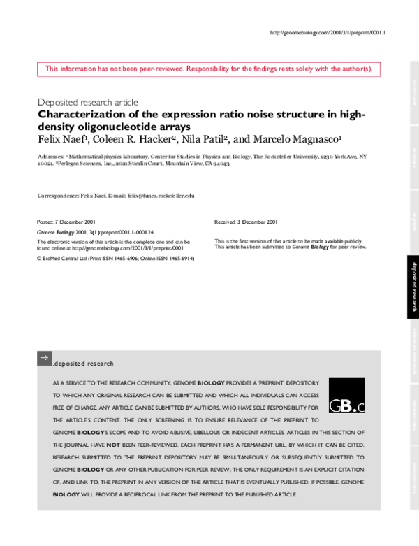 (PDF) Characterization of the expression ratio noise structure in high-density oligonucleotide ...