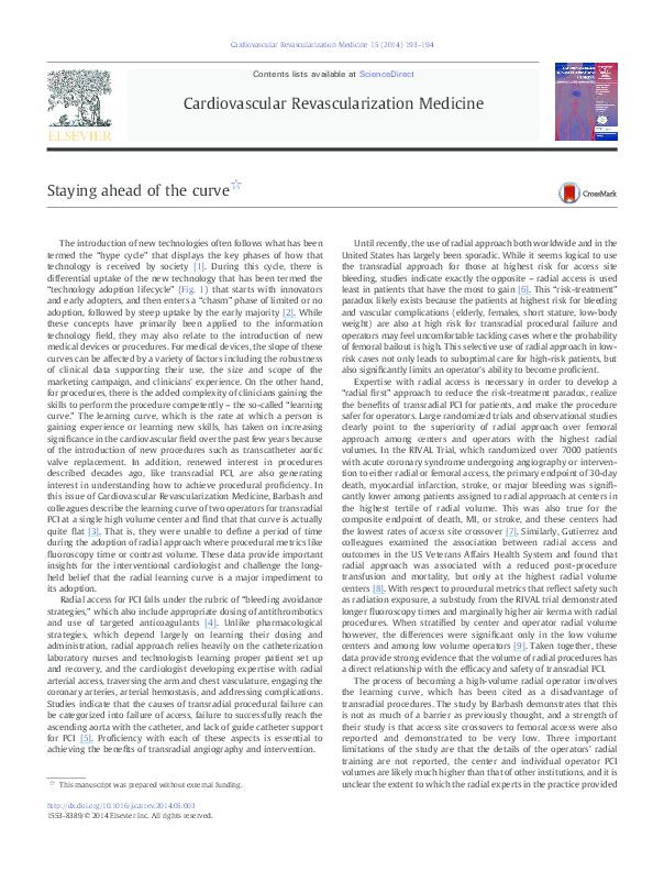 (PDF) Staying Ahead of the Curve