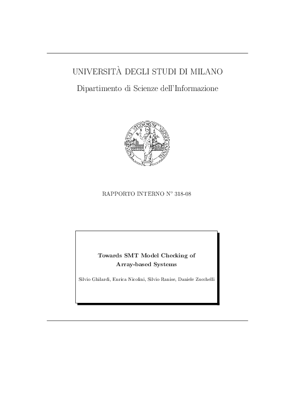(PDF) Towards SMT Model Checking of Array-Based Systems