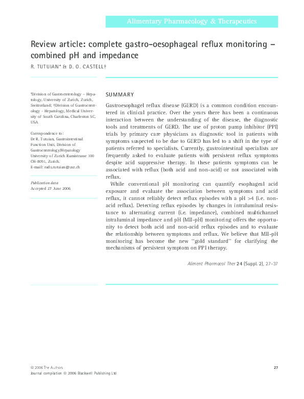 (PDF) Review article: complete gastro-oesophageal reflux monitoring ...
