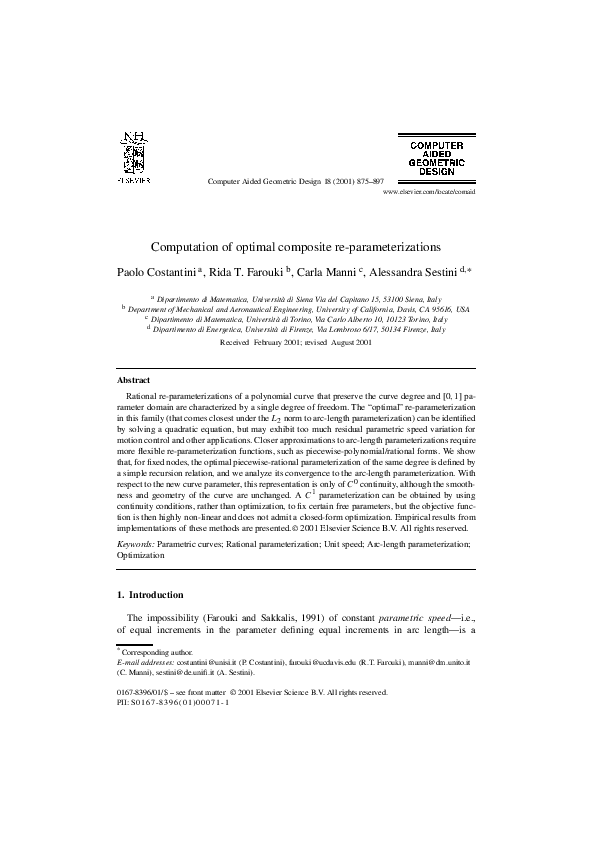Pdf Computation Of Optimal Composite Re Parameterizations