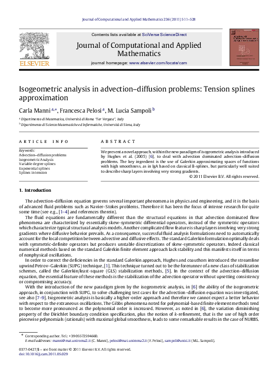 (PDF) Isogeometric analysis in advection–diffusion problems: Tension splines approximation