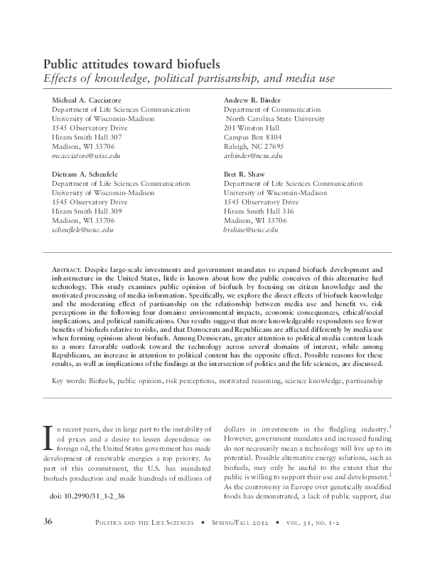 (PDF) Public attitudes toward biofuels