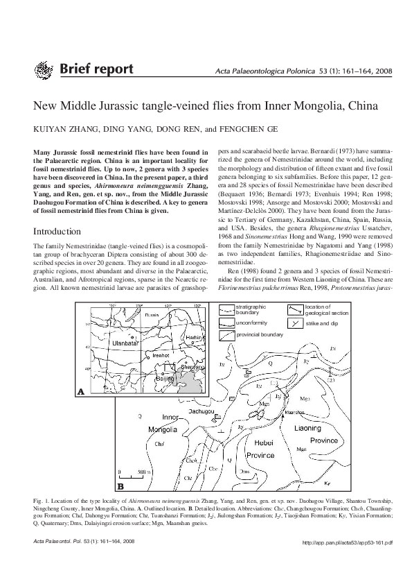 (PDF) New Middle Jurassic Tangle-Veined Flies from Inner Mongolia, China