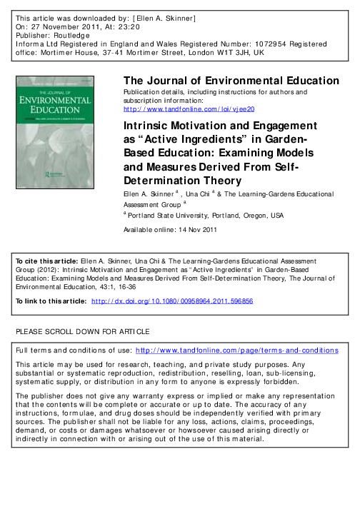 (PDF) The Journal of Environmental Education Intrinsic Motivation and ...