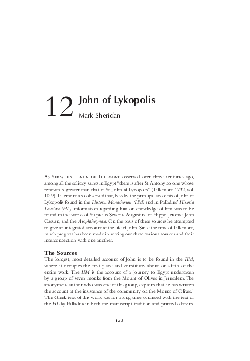 (PDF) "John of Lycopolis" in Christianity and Monasticism in Middle Egypt