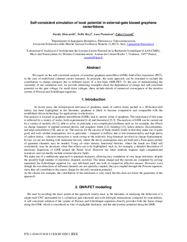 (PDF) Self-consistent simulation of local potential in external-gate biased graphene nanoribbons ...