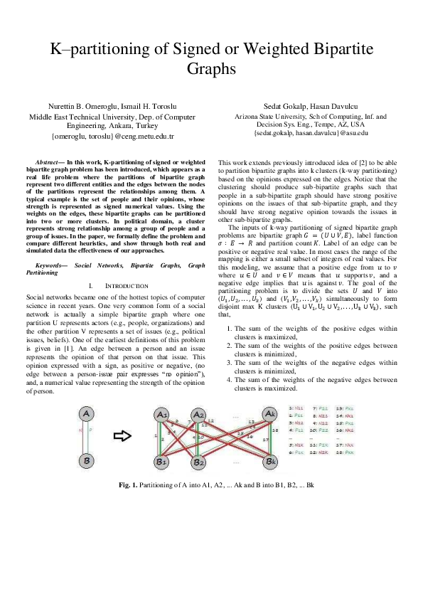 (PDF) K-Partitioning of Signed or Weighted Bipartite Graphs