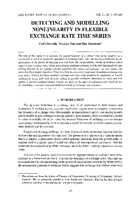 (PDF) Detecting and modelling nonlinearity in flexible exchange rate time series