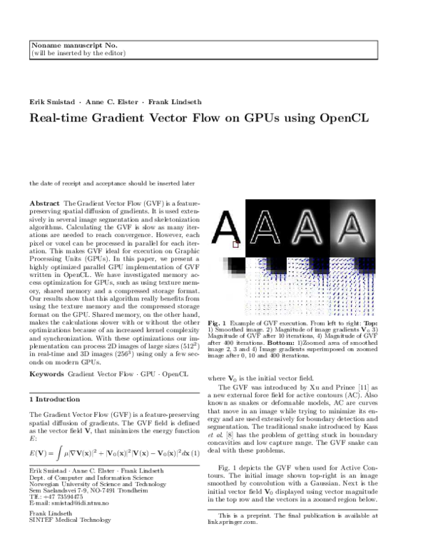 (PDF) Real-time gradient vector flow on GPUs using OpenCL