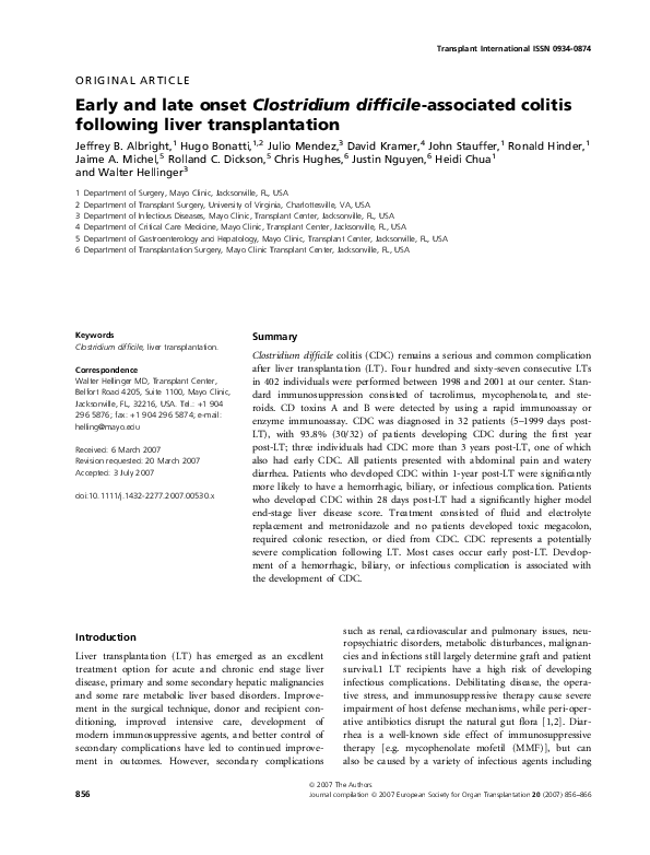 (PDF) Early and late onset Clostridium difficile-associated colitis ...