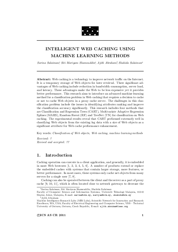 (PDF) Intelligent web caching using machine learning methods
