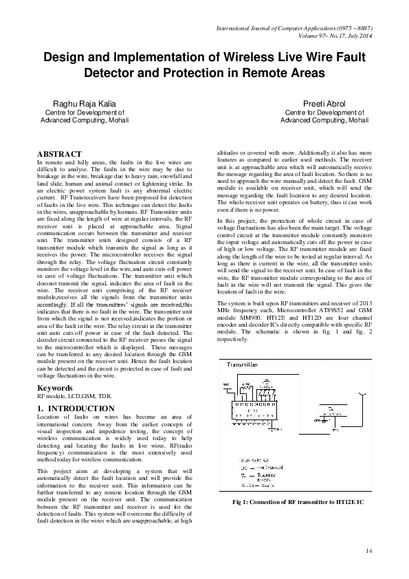 (PDF) Design and Implementation of Wireless Live Wire Fault Detector ...