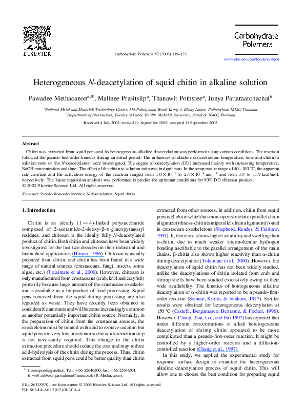 (PDF) Heterogeneous N-deacetylation of squid chitin in alkaline solution