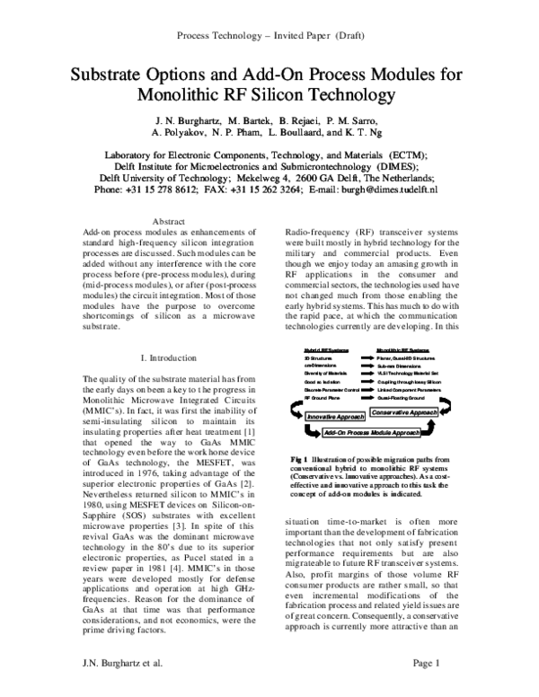 (PDF) Substrate options and add-on process modules for monolithic RF ...