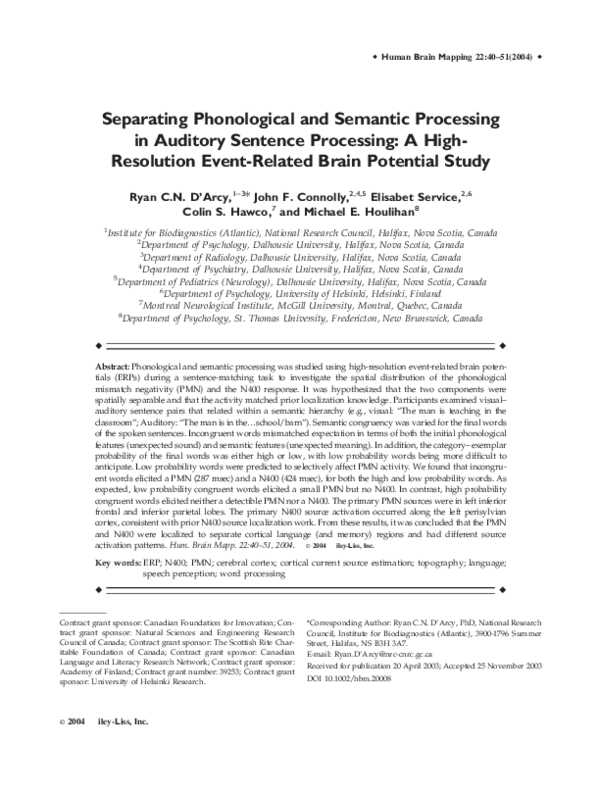 (PDF) Separating phonological and semantic processing in auditory ...