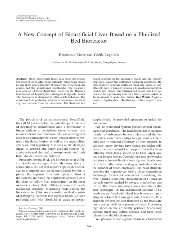 (PDF) A New Concept of Bioartificial Liver Based on a Fluidized Bed ...