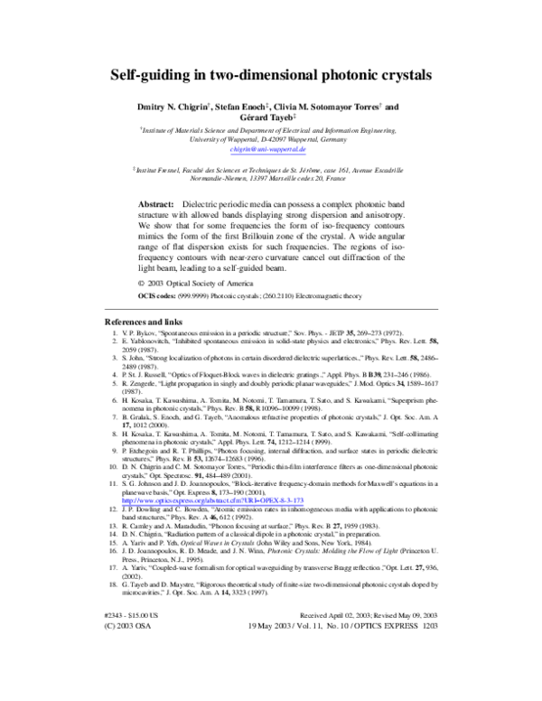 (PDF) Self-guiding in two-dimensional photonic crystals