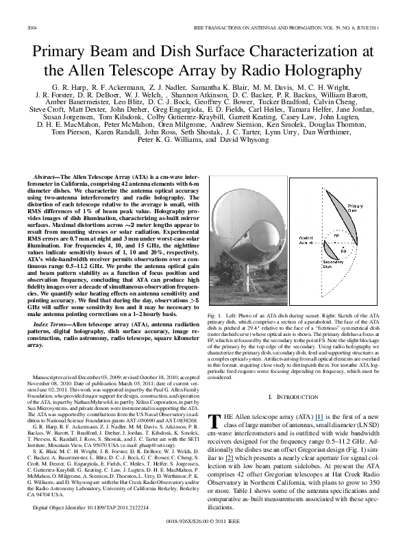 (PDF) Primary Beam and Dish Surface Characterization at the Allen ...