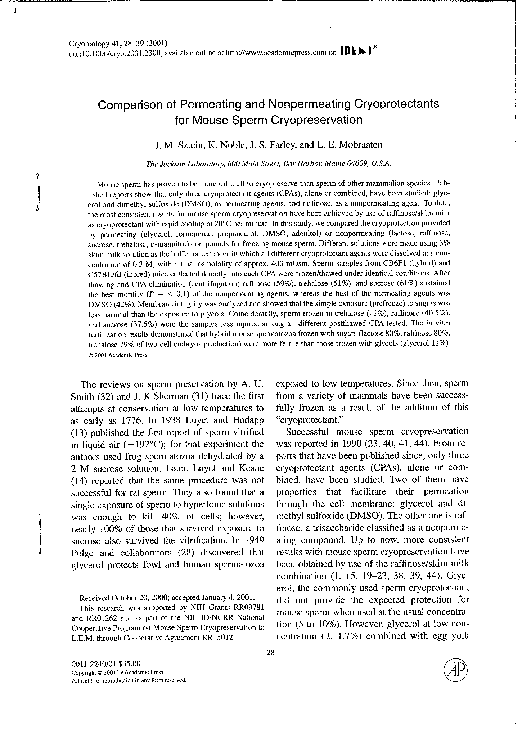 (PDF) Comparison of Permeating and Nonpermeating Cryoprotectants for ...