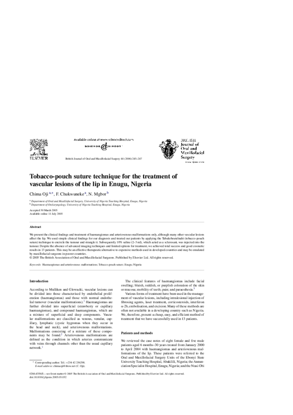 (PDF) Tobacco-pouch suture technique for the treatment of vascular ...