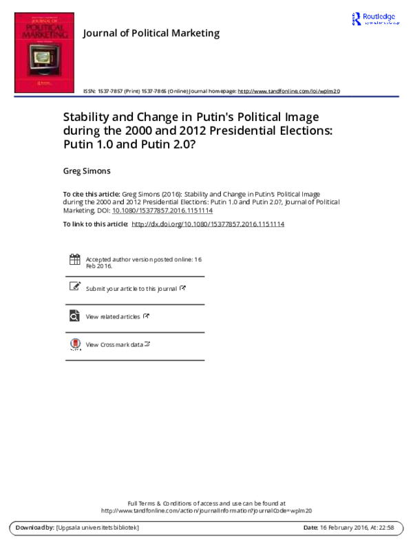 (PDF) Stability and Change in Putin's Political Image during the 2000 ...
