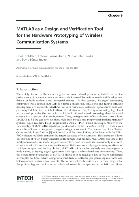 (PDF) MATLAB as a Design and Verification Tool for the Hardware ...