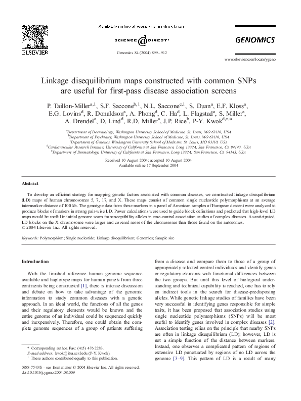 (PDF) Linkage disequilibrium maps constructed with common SNPs are ...