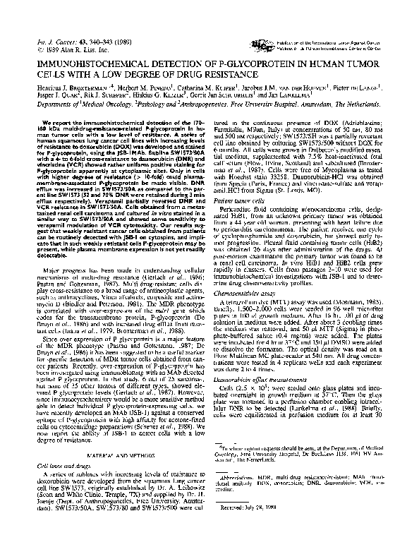 (PDF) Immunohistochemical Detection of P-Glycoprotein (Clone C494) in ...