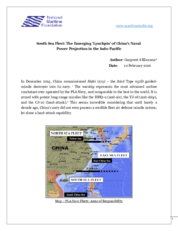 (DOC) South Sea Fleet: The Emerging 'Lynchpin' of China's Naval Power ...