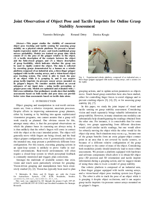 (PDF) Joint Observation of Object Pose and Tactile Imprints for Online ...