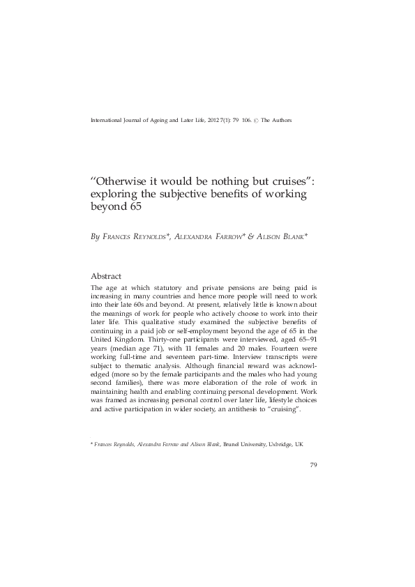 (PDF) Otherwise it would be nothing but cruises": Exploring the ...