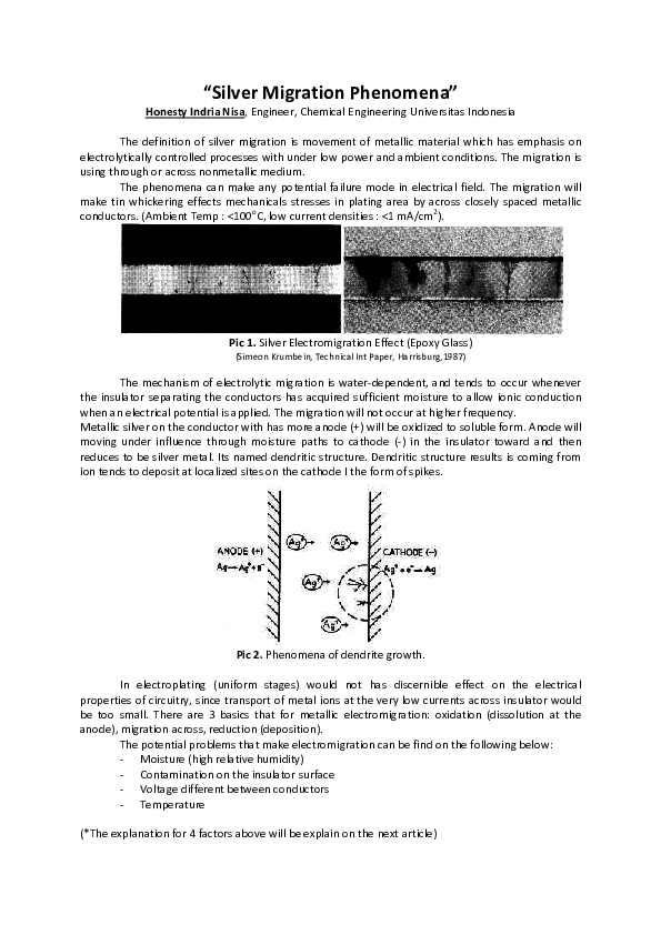 (PDF) " Silver Migration Phenomena