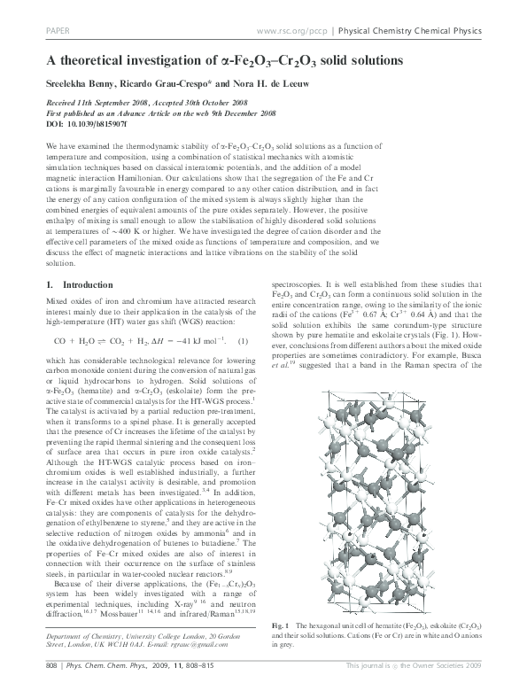 (PDF) A theoretical investigation of α-Fe2O3–Cr2O3 solid solutions ...