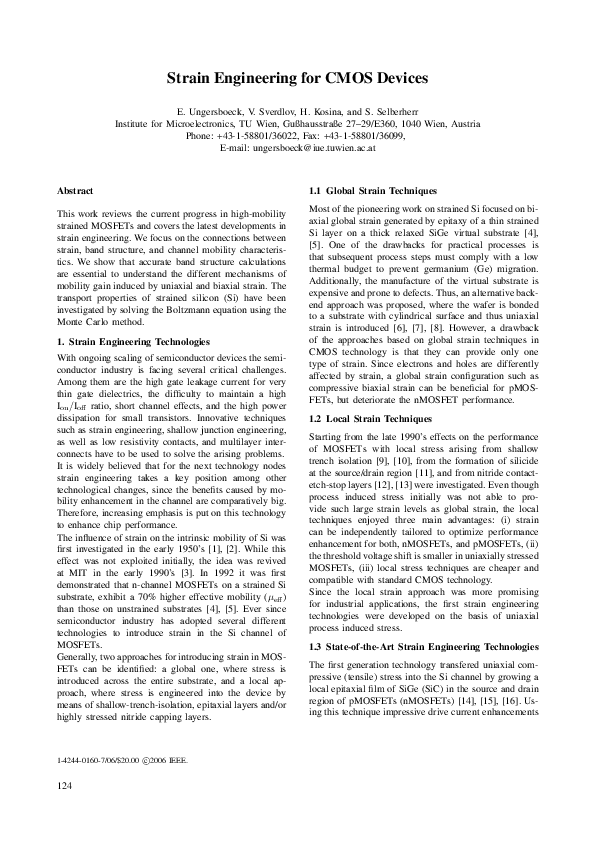 (PDF) Strain Engineering for CMOS Devices