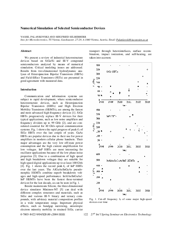 (PDF) Numerical Simulation of Selected Semiconductor Devices