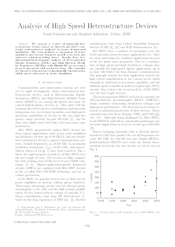 (PDF) Analysis of High Speed Heterostructure Devices