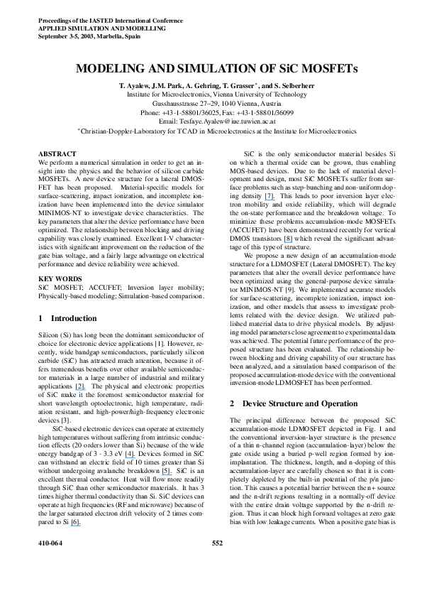 (PDF) Modeling and Simulation of SiC MOSFETs