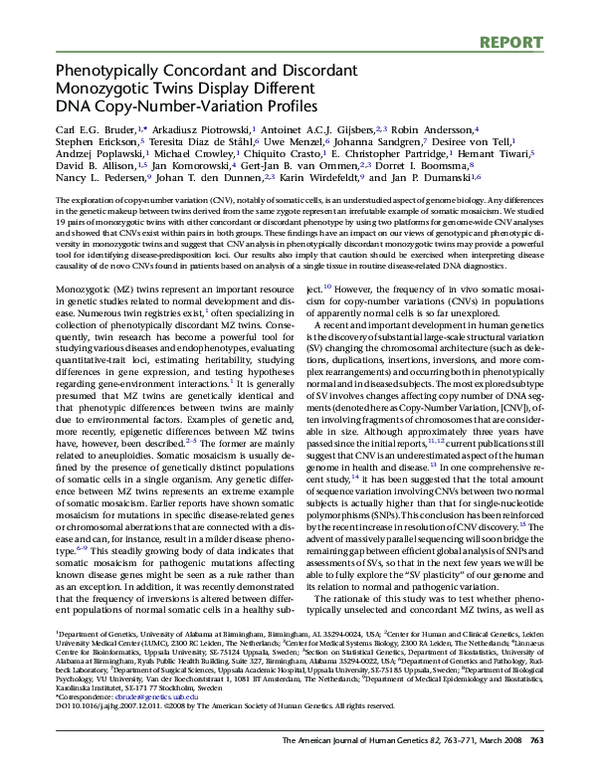 (PDF) Phenotypically Concordant and Discordant Monozygotic Twins ...