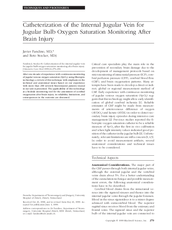 (PDF) Catheterization of the Internal Jugular Vein for Jugular Bulb ...