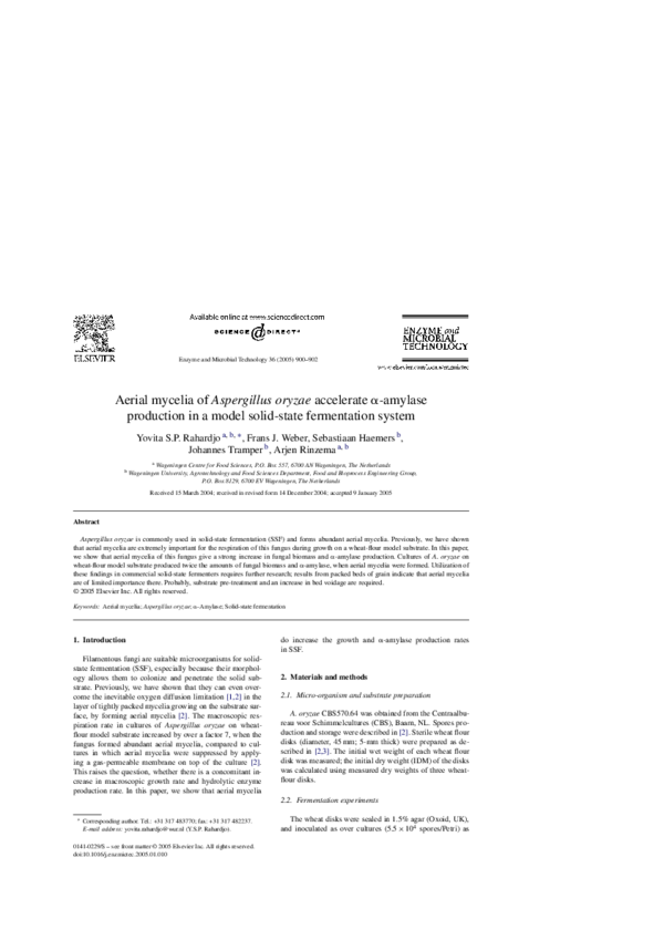 (PDF) Aerial mycelia of Aspergillus oryzae accelerate α-amylase production in a model solid ...