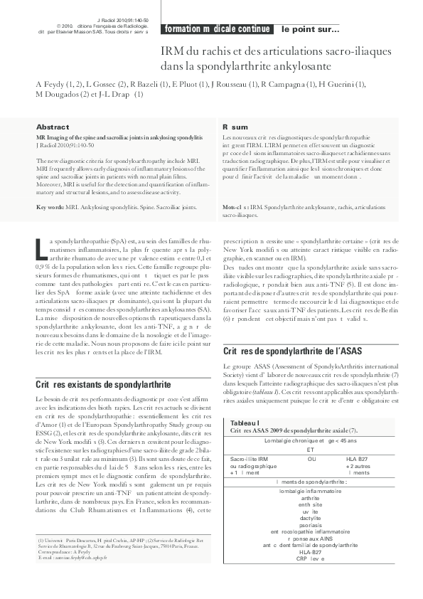 (PDF) IRM du rachis et des articulations sacro-iliaques dans la ...