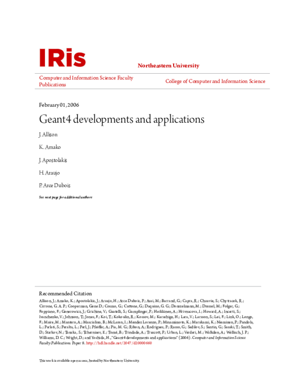 (PDF) Geant4 developments and applications