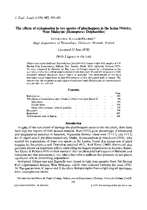 (PDF) The effects of stylopisation in two species of planthoppers in ...