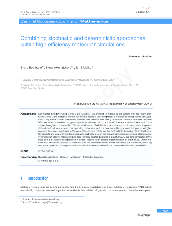 Pdf Combining Stochastic And Deterministic Approaches Within High