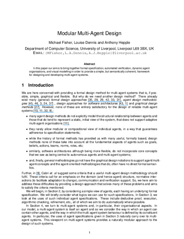 (PDF) Modular multi-agent design