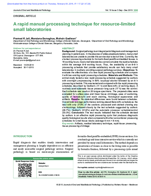 (PDF) A rapid manual processing technique for resource‑limited small ...