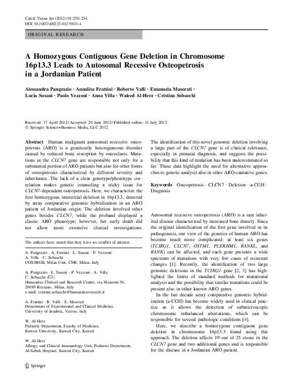 (PDF) A Homozygous Contiguous Gene Deletion in Chromosome 16p13.3 Leads ...